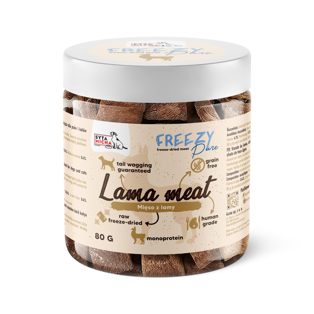 100% freeze-dried llama meat for dog 80g FREEZY Pure – Syta Micha | B2B